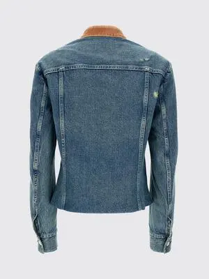 TANAKA Distressed Denim Jacket With Corduroy Collar