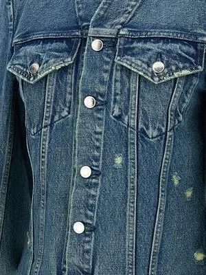 TANAKA Distressed Denim Jacket With Corduroy Collar