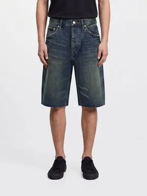 PURPLE BRAND 5-pocket Knee-length Cotton Denim Shorts - Blue