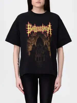 Balenciaga Cotton T-shirt With Graphic Print - Black