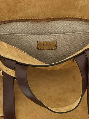 A.p.c. Le Drummer Suede Leather Tote Bag With Laminated Logo