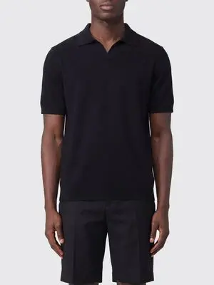 Herno Short-sleeved Polo Shirt In Cotton With Classic Collar And V-neck - Black