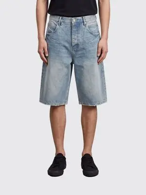 PURPLE BRAND 5-pocket Knee-length Cotton Denim Shorts - Blue