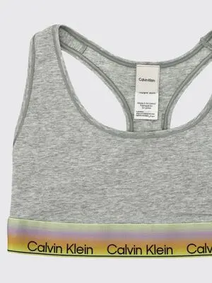 Calvin Klein Cotton And Modal Blend Bralette With Racerback - Grey