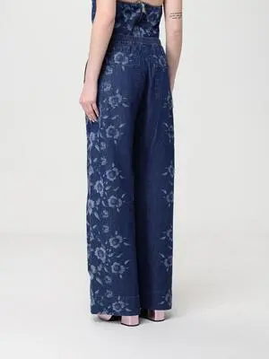 Pinko Floral Print Cotton Palazzo Trousers