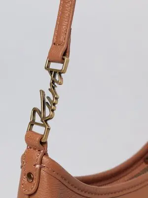Kurt Geiger Flared Grained Shoulder Bag With Metallic Logo And Rhinestones