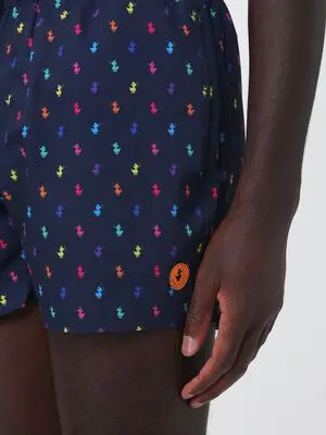 SAVE THE DUCK Graphic Print Swim Shorts With Elasticated Drawstring Waist By - Blue 2