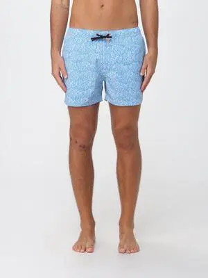 SAVE THE DUCK Graphic Print Swim Shorts With Elasticated Drawstring Waist By - Gnawed Blue