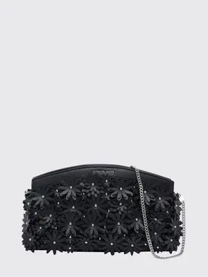 Michael Kors Athena Polyurethane Blend Clutch With Floral Appliqués - Black