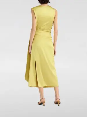Momoni Sleeveless V-neck Satin Midi Wrap Dress With Side Slit