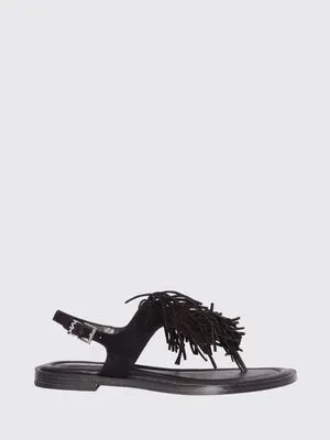 Michael Kors Indra Suede Sandal With Fringes Black