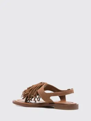 Michael Kors Indra Suede Sandal With Fringes - Brown