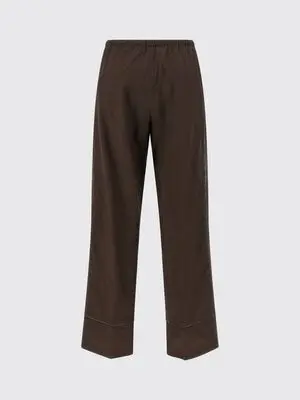 YVES SALOMON Wide Leg Cotton Pants With Elasticated Drawstring Waist