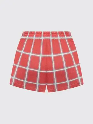 Guest In Residence Checked Silk And Linen Shorts - Red