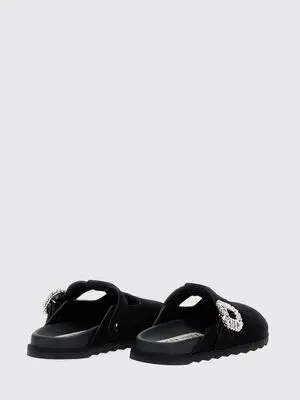 ROGER VIVIER Slidy Viv Suede Mules With Crystal Buckle