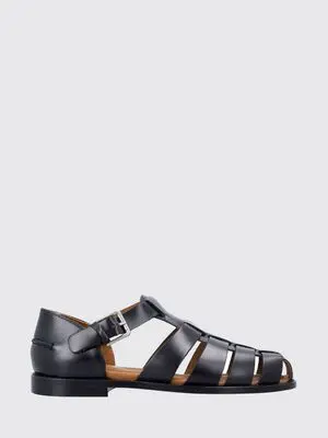 SEBAGO Gurkha Tale Smooth Leather Sandals With Low Heel And Strap - Black