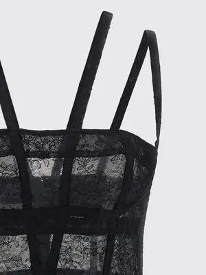 GIOVANNI BEDIN A-line Lace Bustier Mini Dress - Black