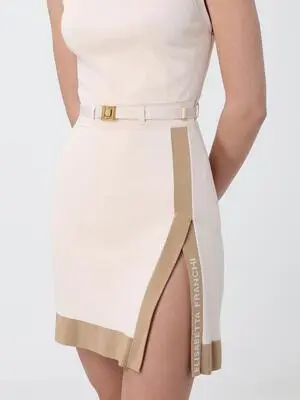Elisabetta Franchi Sleeveless High Neck Belted Dress With Slit