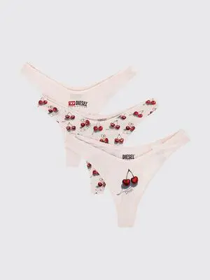 DIESEL® Set Of 3 Printed Cotton Briefs With Cherry Logo - Ocher