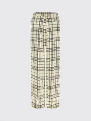 JIL SANDER High-waisted Check Print Wide-leg Viscose Trousers