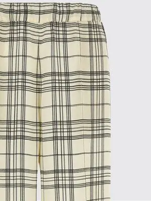 JIL SANDER High-waisted Check Print Wide-leg Viscose Trousers