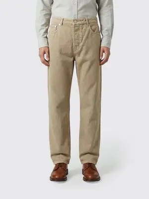 AMI Paris Wide-leg Five-pocket Jeans In Cotton Denim With Mid-rise - Beige