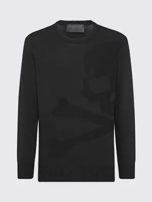 Philipp Plein Skull Print Wool And Cotton Crewneck Sweater For A Rock-inspired Look - Black