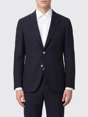 LARDINI Single-breasted Blazer In Virgin Wool Blend With Peak Lapels - Blue