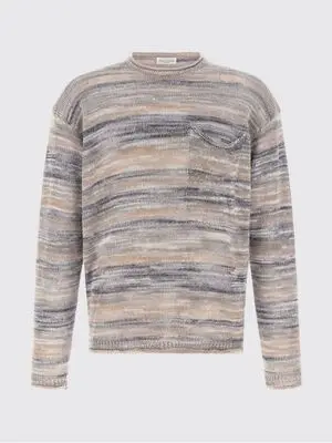 ROBERTO COLLINA Striped Linen Blend Crew-neck Sweater