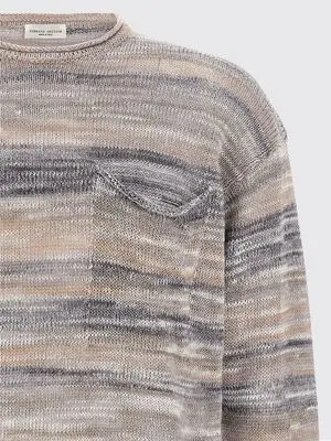 ROBERTO COLLINA Striped Linen Blend Crew-neck Sweater
