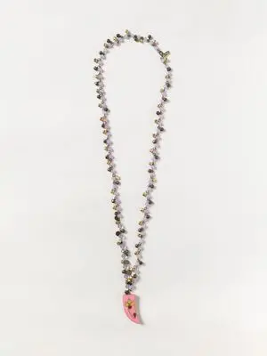 ALLUJEWELS Ethnic Metal And Acrylic Necklace With Decorative Beads - Multicolor