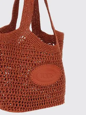 TOD'S Crochet Raffia Shopping Bag - Red