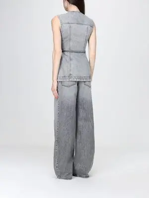 Sportmax Sleeveless Cotton Denim Top With Tie-belt - Black