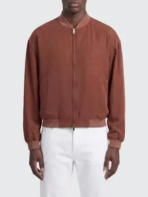 Versace Silk Bomber Jacket With Zip Closure And Elasticated Hem - Violet