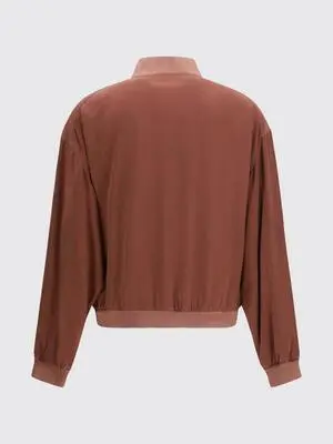 Versace Silk Bomber Jacket With Zip Closure And Elasticated Hem