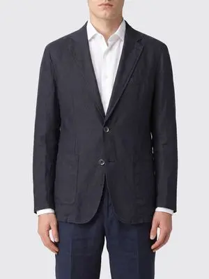 Altea Single-breasted Linen Blazer With Two-button Closure And Patch Pockets - Blue