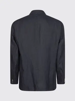 Altea Single-breasted Linen Blazer With Two-button Closure And Patch Pockets - Blue