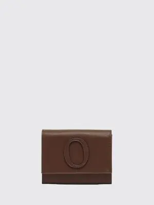 Orciani Leather Bifold Wallet With Flap And Monogram Print - Brown