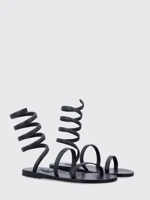 ANCIENT GREEK SANDALS Laminated Leather Sandals With Snake Ankle Strap