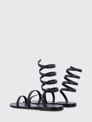 ANCIENT GREEK SANDALS Laminated Leather Sandals With Snake Ankle Strap