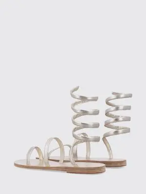 ANCIENT GREEK SANDALS Laminated Leather Sandals With Snake Ankle Strap