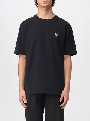 Maison Kitsuné Organic Cotton T-shirt With Logo - Black