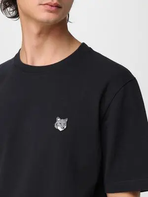Maison Kitsuné Organic Cotton T-shirt With Logo - Black
