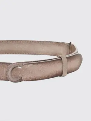 Orciani Suede Calfskin Leather Belt - Mud