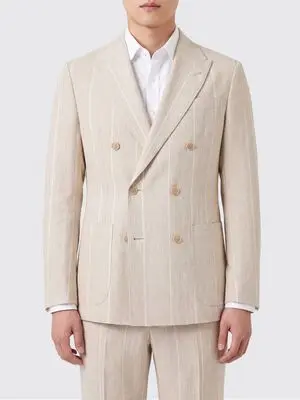 Eleventy Double Breasted Striped Blazer - Sand