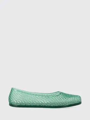 ANCIENT GREEK SANDALS Perforated Pvc Round-toe Ballet Flats Green