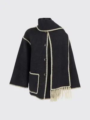 TOTEME Relaxed Fit Short Coat With Scarf Collar In Recycled Wool