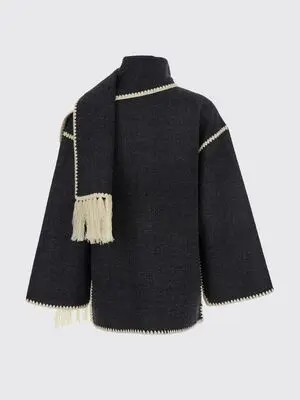 TOTEME Relaxed Fit Short Coat With Scarf Collar In Recycled Wool