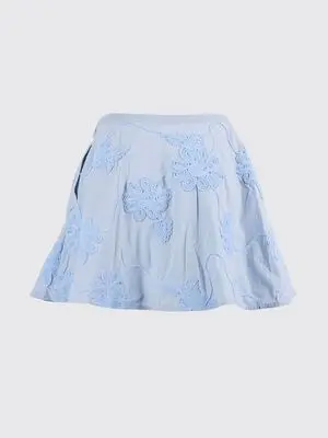 ROTATE BY BIRGER CHRISTENSEN A-line Mini Skirt In Organic Cotton With Floral Embroidery - Multicolor
