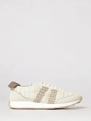 Fabiana Filippi Crochet Cotton And Suede Sneakers - Butter